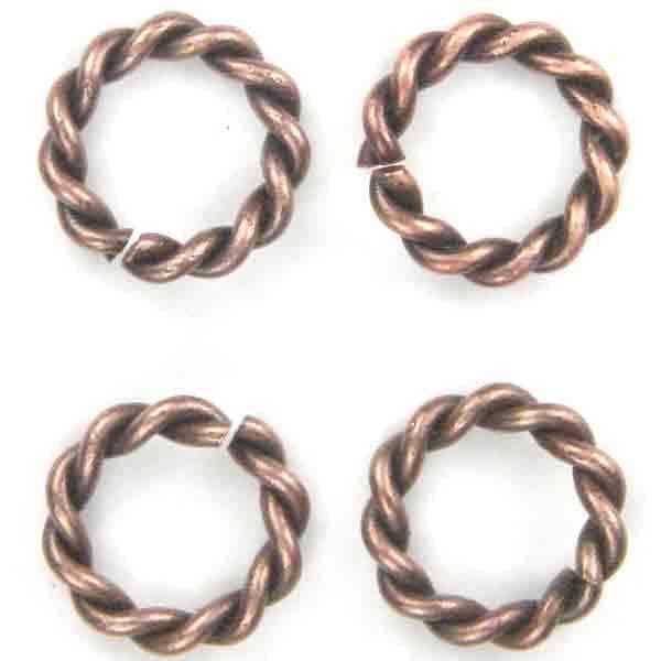 Antique Copper Plate 11MM Aprox. 14 Gauge Twisted Jump Ring