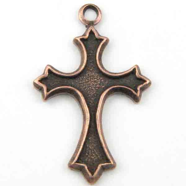 Antique Copper Plate 17x12MM Flared Cross