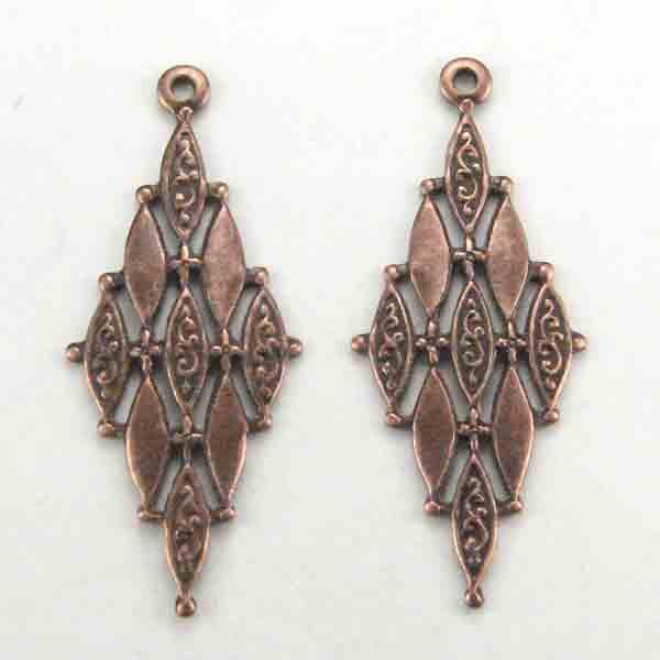 Antique Copper Plate 17x12 Diamond Cluster