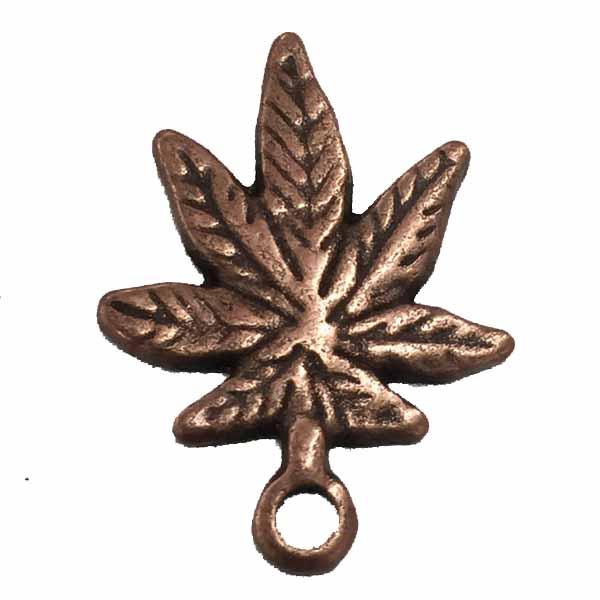 Antique Copper Plate 20x15MM Cannabis Marijuana Plant Leaf