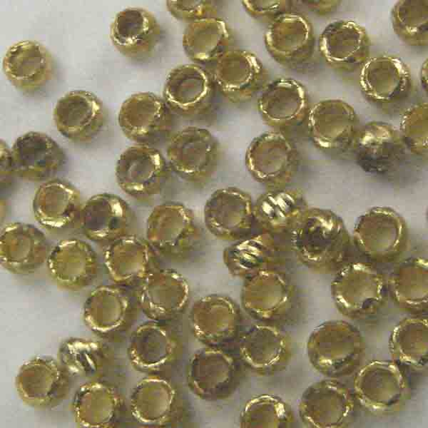 Brass 2MM Ribbed Crimp Bead