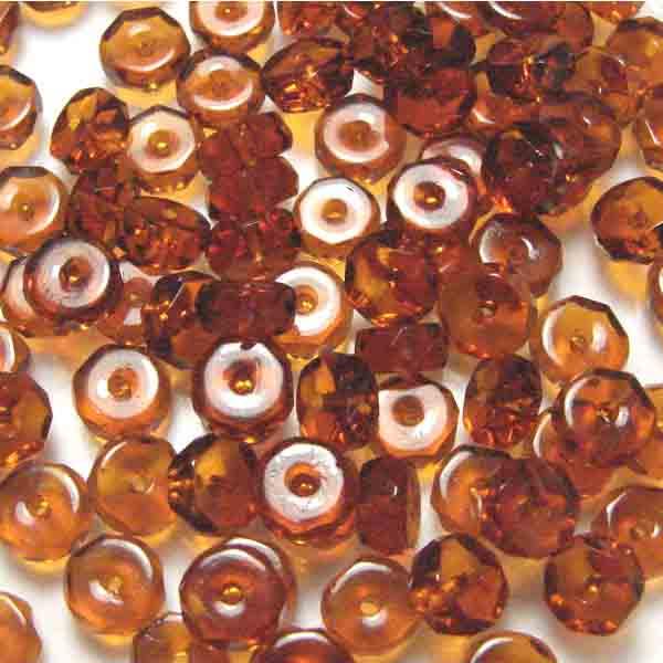 Dark Topaz 6MM Disc Rondelle With Fire Polish Edge