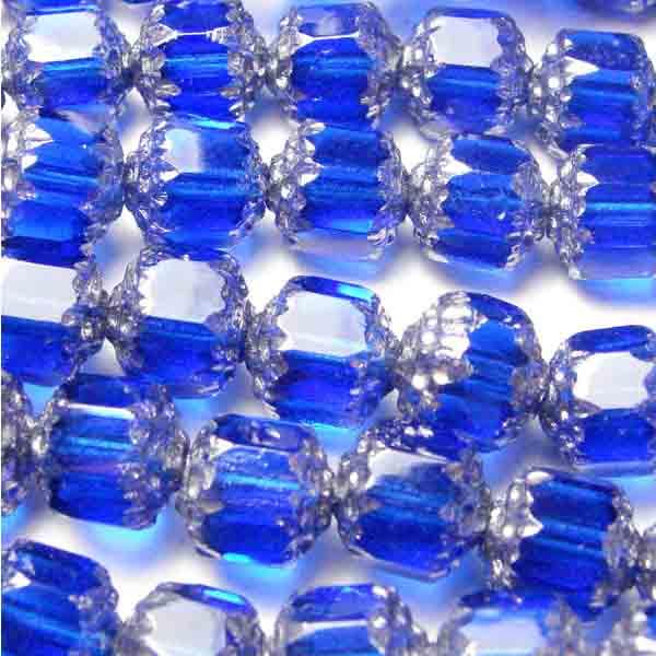 Matte Sapphire with Silver 8MM Cathedral Bead