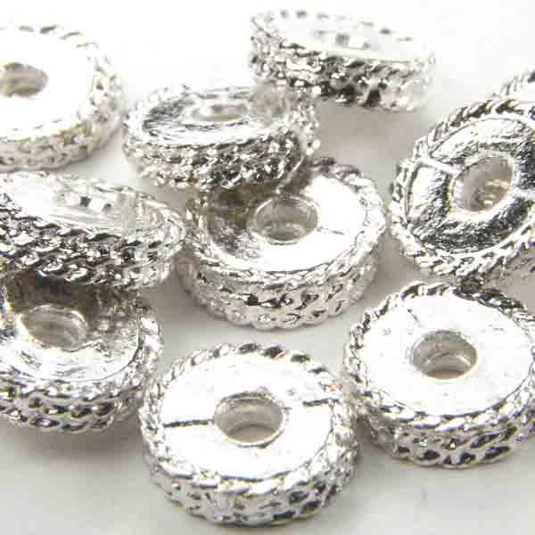 Silver Plate 5x2MM Disk with Textured Edge